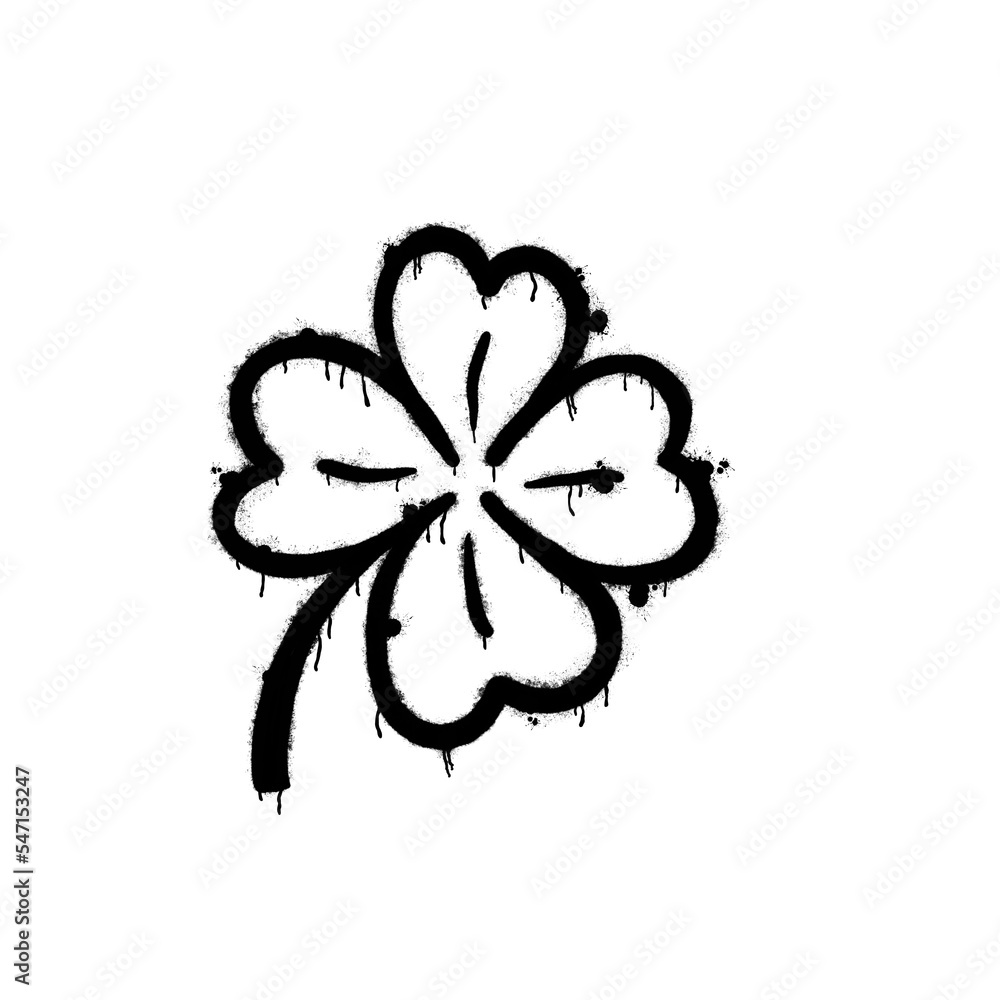 Four-leaf clover icon. Black graffiti spray. Stock Illustration | Adobe ...