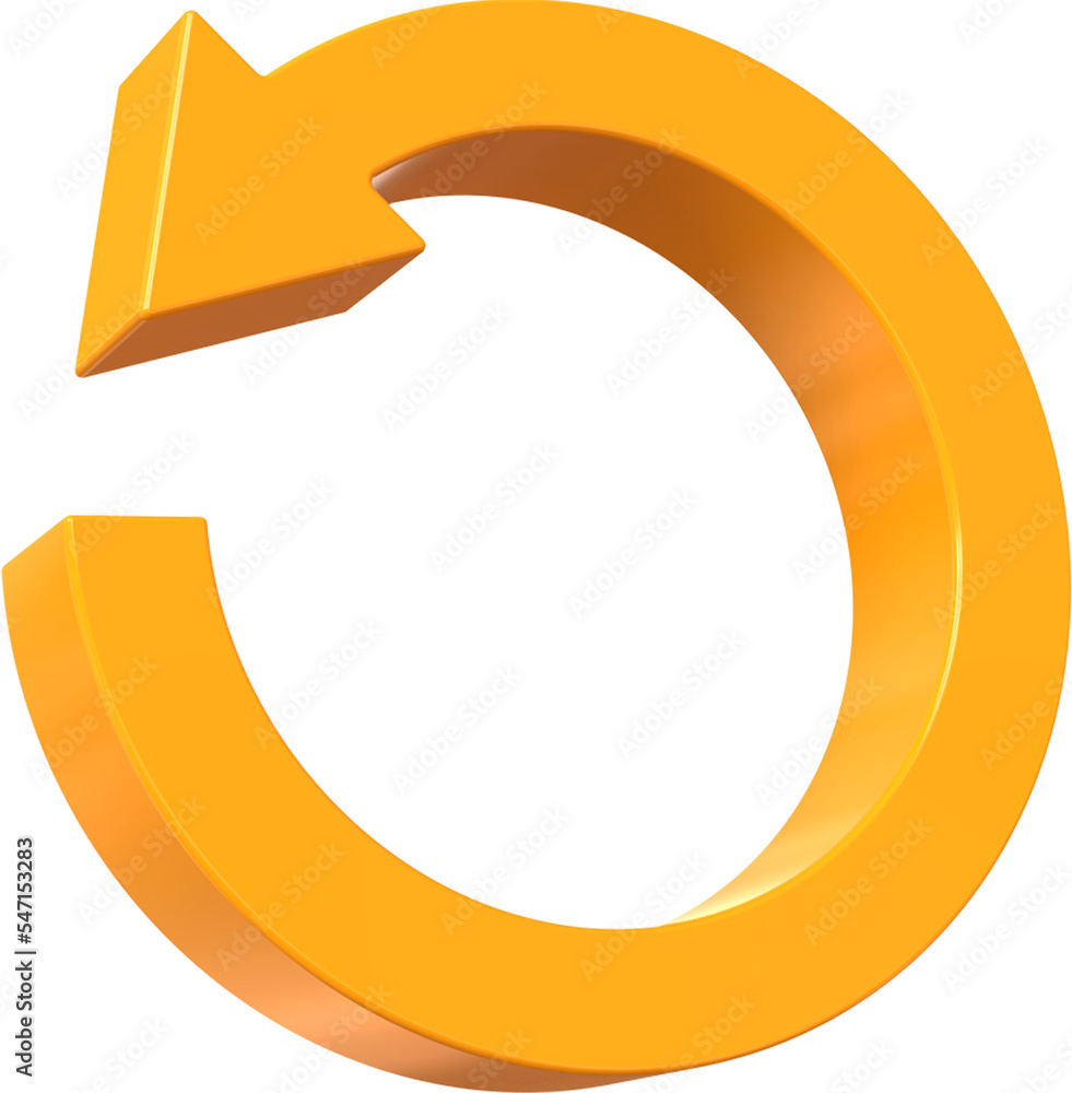 Rotate arrow isolated on transparent background. 3D rendering Stock ...