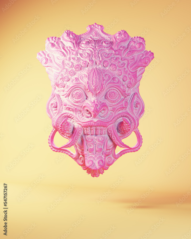 Pink Blue Bali King Barong Balinese Mask Ogre Troll Folklore 3d ...