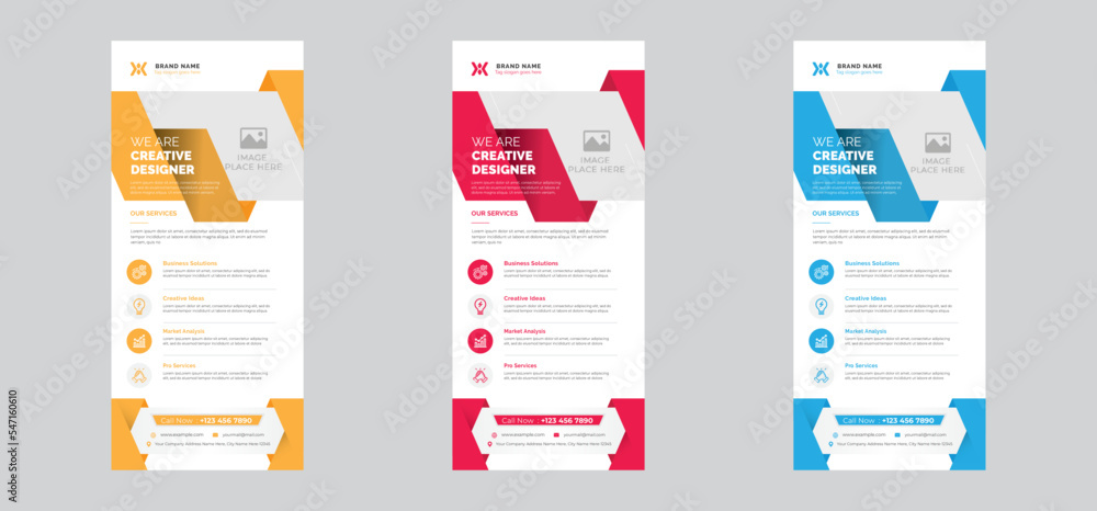 Roll-Up Banner Design | 3 Color variations | Print ready format Stock ...