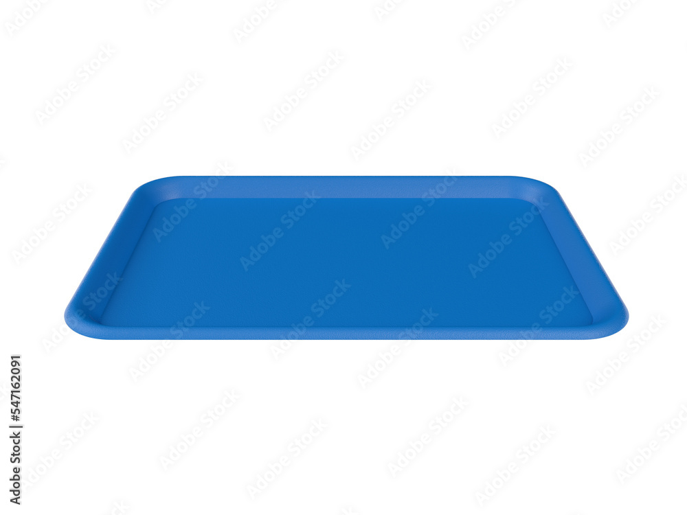 Empty blue plastic tray. Isolated. Transparent background. 3d ...