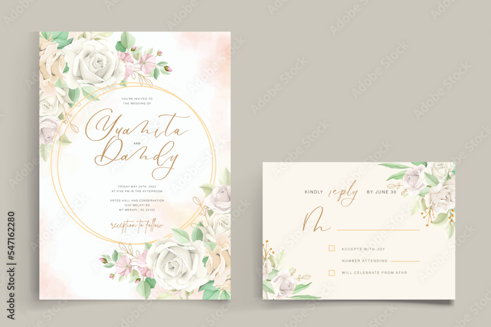 hand drawn watercolor floral and leaves background wedding card design ...