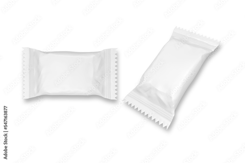Blank empty white candy packaging mock up isolated on white background ...