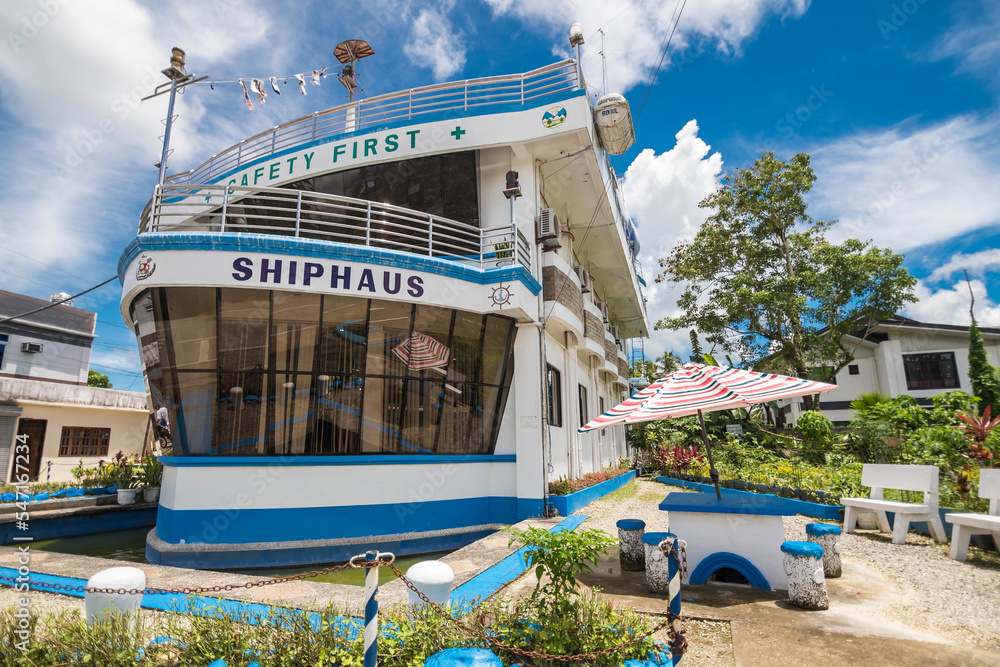 Batuan, Bohol, Philippines - Oct 2022: Shiphaus, a house shaped like a ...