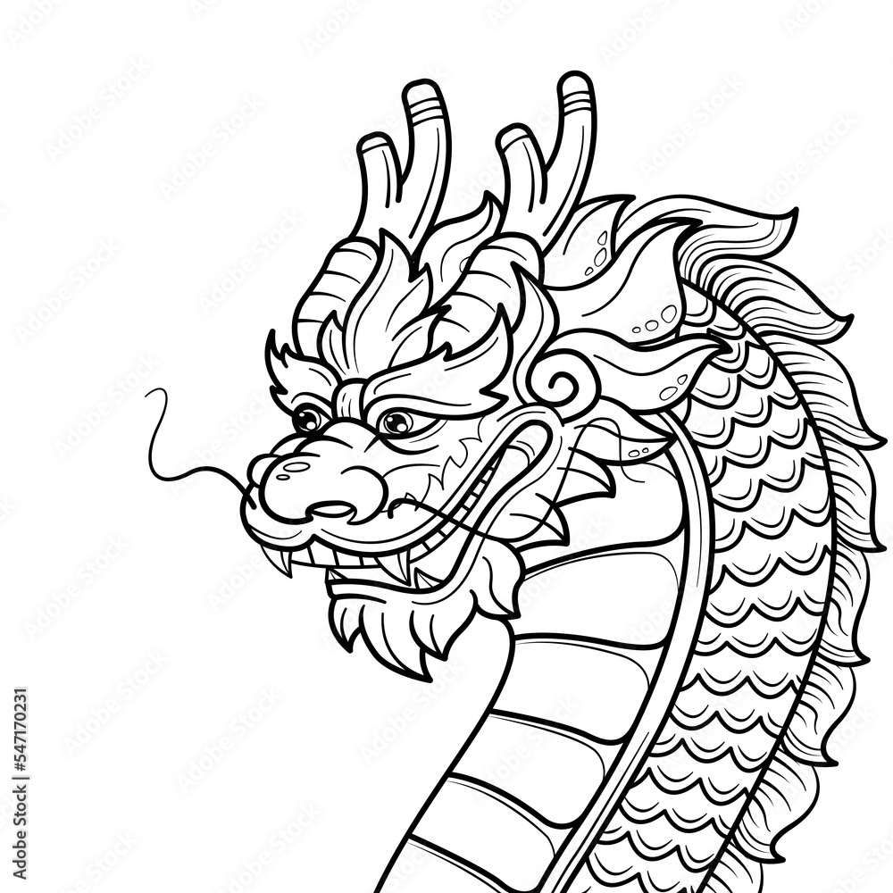 Dragon coloring page vector. Stock Vector | Adobe Stock