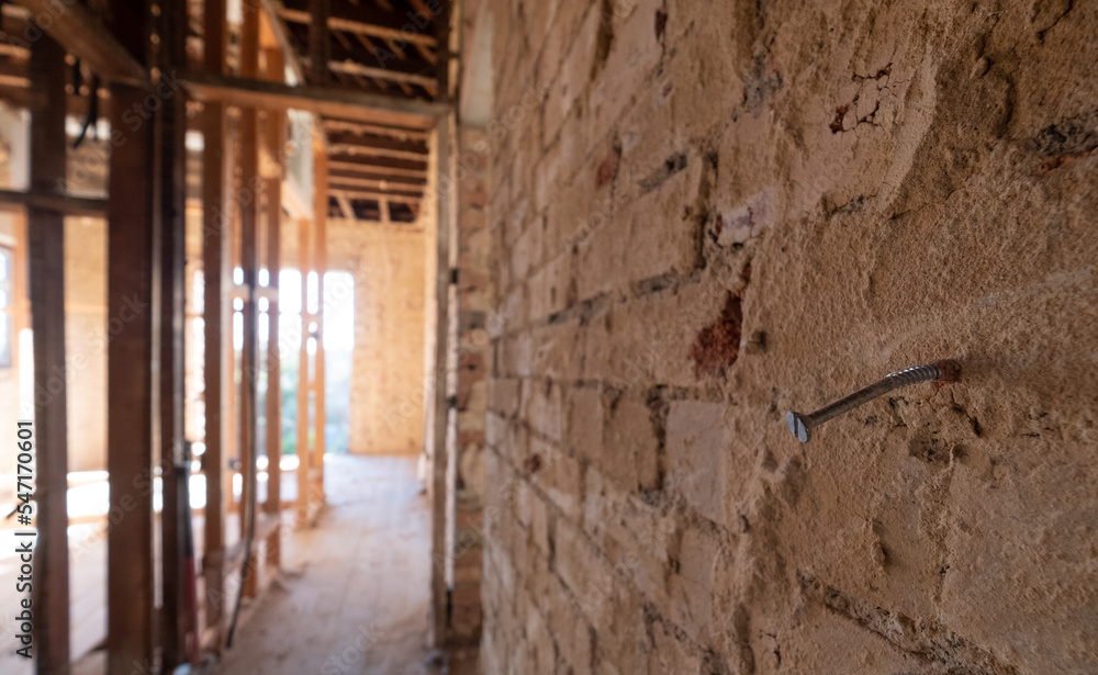 Building work underway in a suburban Edwardian house in Pinner ...