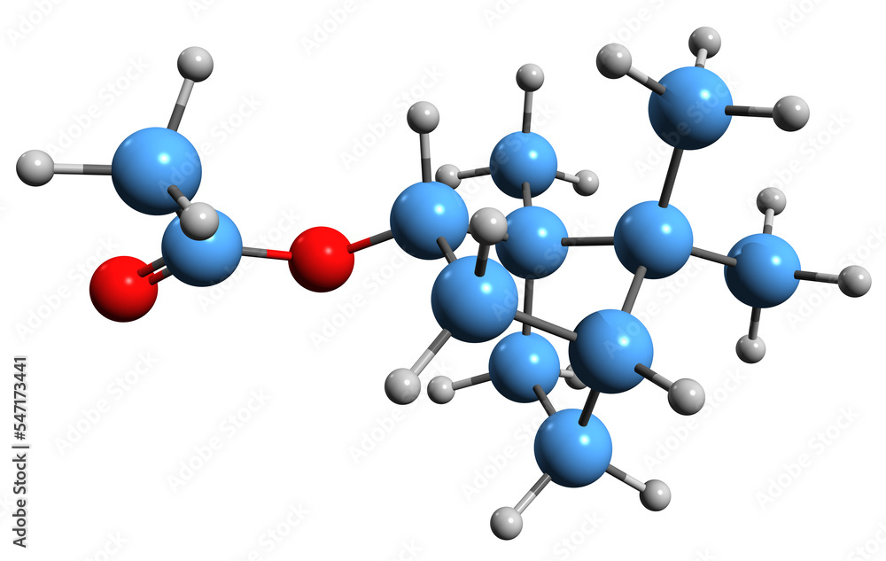 3D image of Bornyl acetate skeletal formula - molecular chemical ...