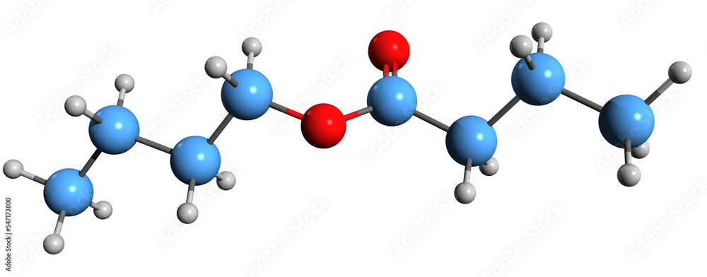 3D image of Butyl butyrate skeletal formula - molecular chemical ...