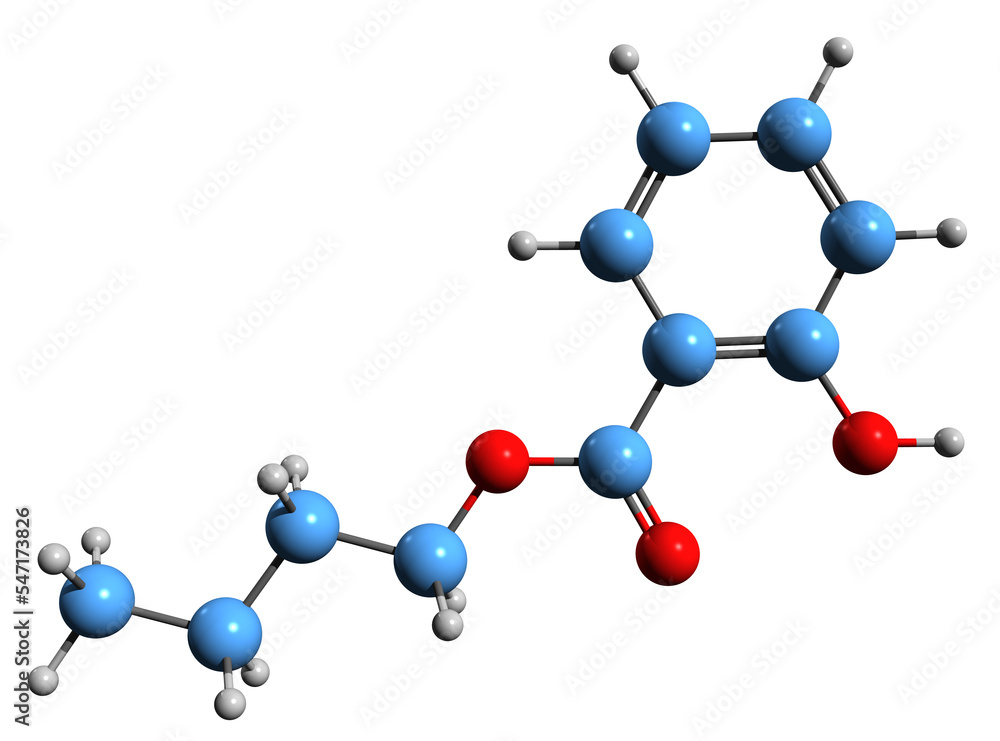 3D image of Butyl salicylate skeletal formula - molecular chemical ...