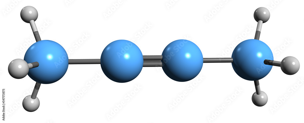 Ilustrace „ 3D image of Butyne skeletal formula - molecular chemical ...