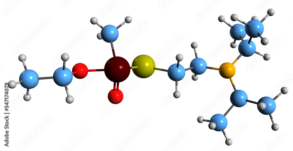 3D image of nerve agent VX skeletal formula - molecular chemical ...