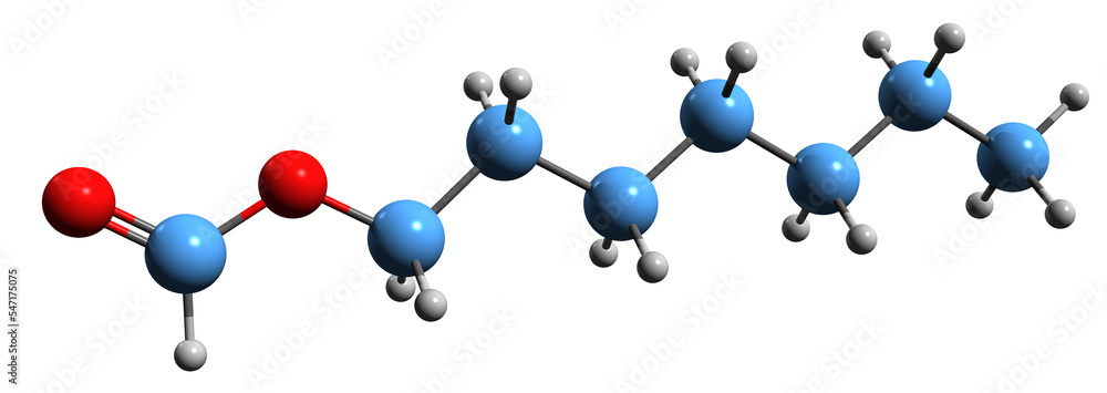 3D image of Heptyl formate skeletal formula - molecular chemical ...