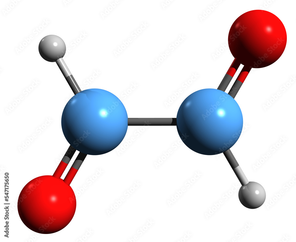 3D image of Glyoxal skeletal formula - molecular chemical structure of ...