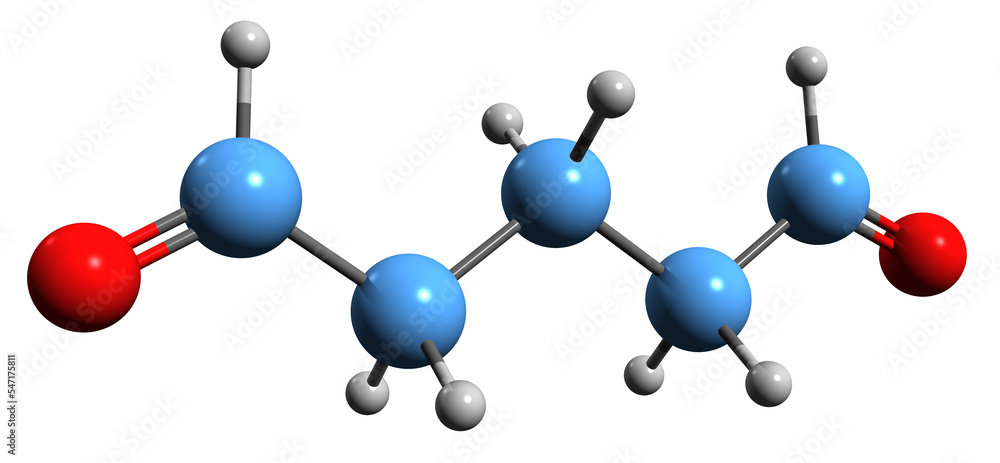 3D image of Glutaraldehyde skeletal formula - molecular chemical ...