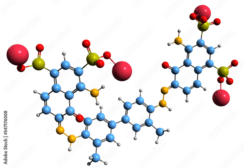 3D image of Evans blue skeletal formula - molecular chemical structure ...
