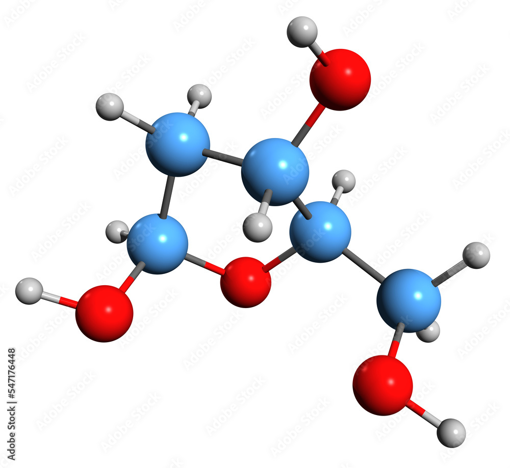 3d Image Of Deoxyribose Skeletal Formula Molecular Chemical Structure Of 2 Deoxy D Erythro