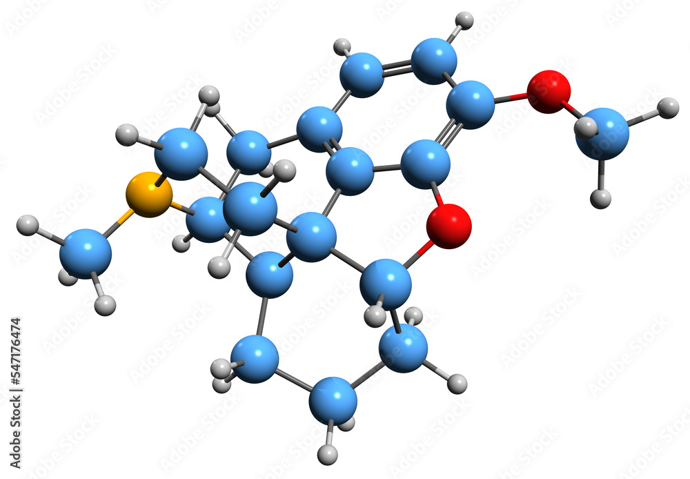 3D image of Desomorphine skeletal formula - molecular chemical ...