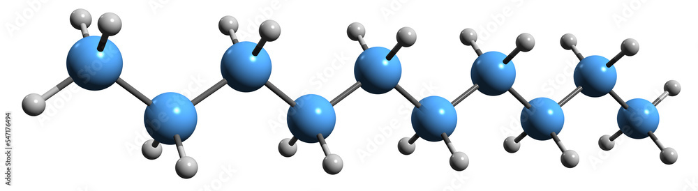 3D image of Decane skeletal formula - molecular chemical structure of ...