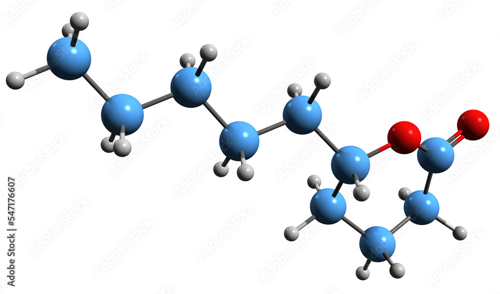 3D image of delta-decalactone skeletal formula - molecular chemical ...