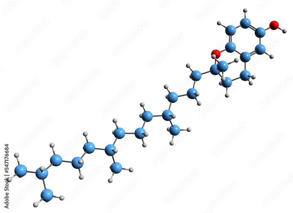 3D image of delta-Tocotrienol skeletal formula - molecular chemical ...