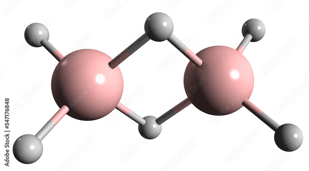 3D image of Diborane skeletal formula - molecular chemical structure of ...