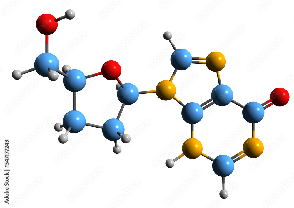 3D image of Didanosine skeletal formula - molecular chemical structure ...