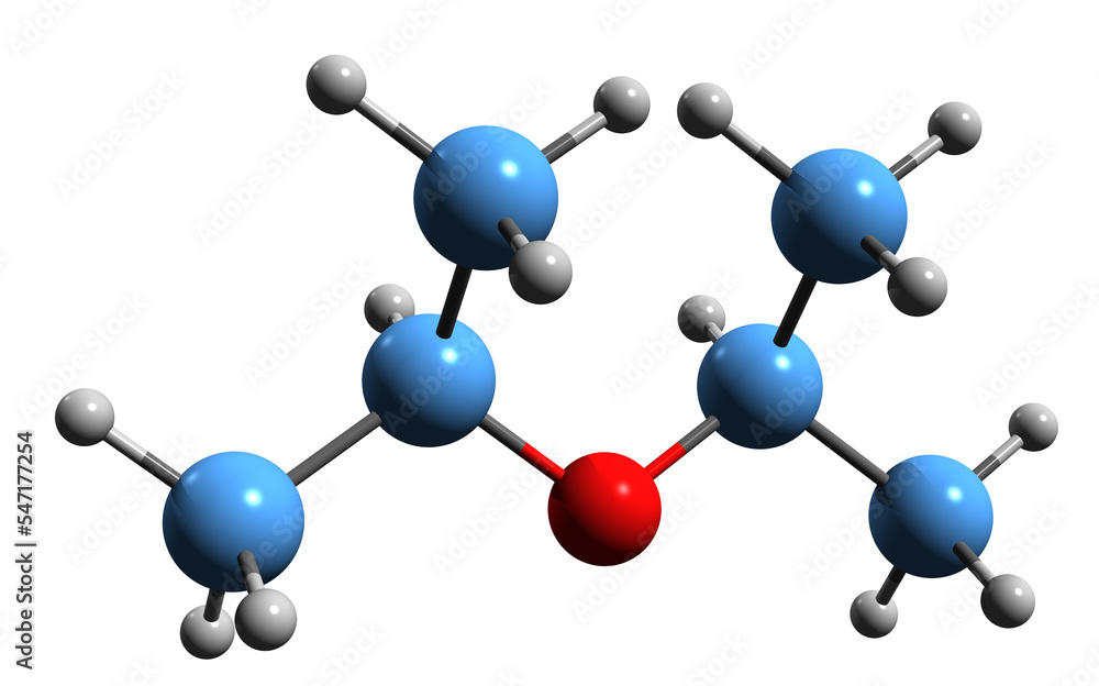 3D image of Diisopropyl ether skeletal formula - molecular chemical ...