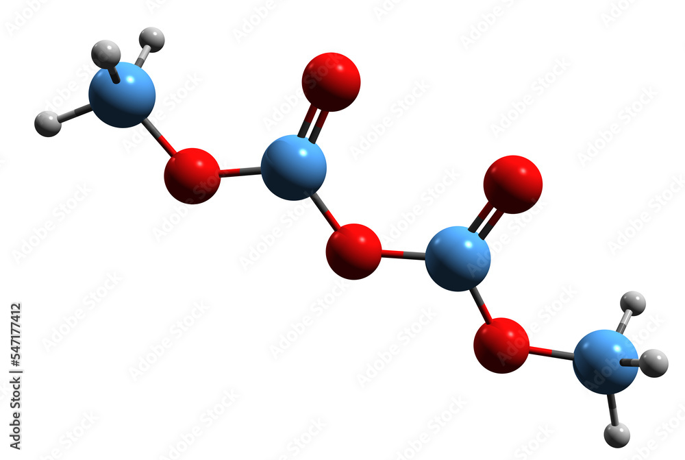 3D image of Dimethyl dicarbonate skeletal formula - molecular chemical ...