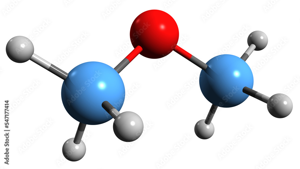3d Image Of Dimethyl Ether Skeletal Formula Molecular Chemical Structure Of Methoxymethane
