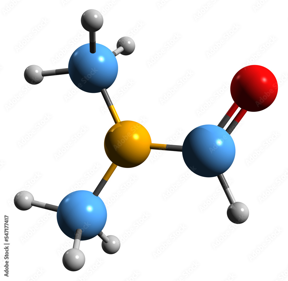3D image of Dimethylformamide skeletal formula - molecular chemical ...