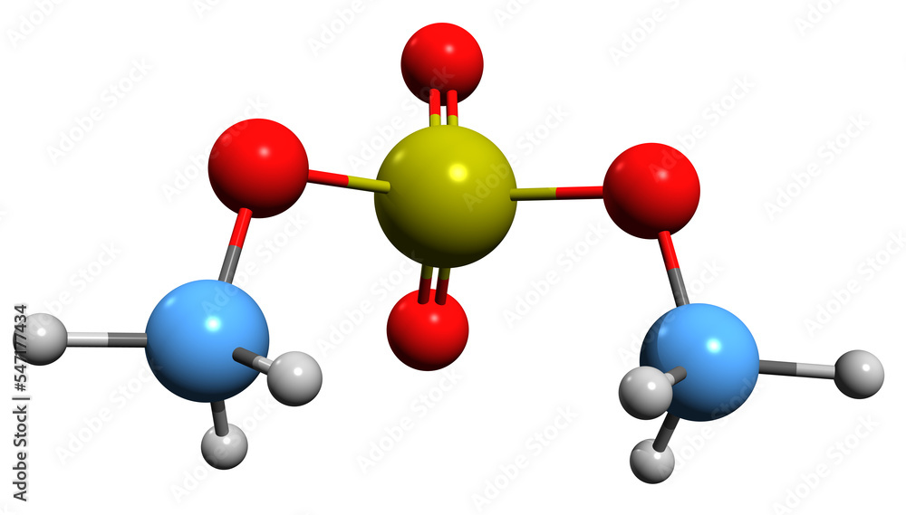 3D image of Dimethyl sulfate skeletal formula - molecular chemical ...