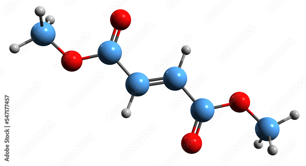 3D image of Dimethyl fumarate skeletal formula - molecular chemical ...