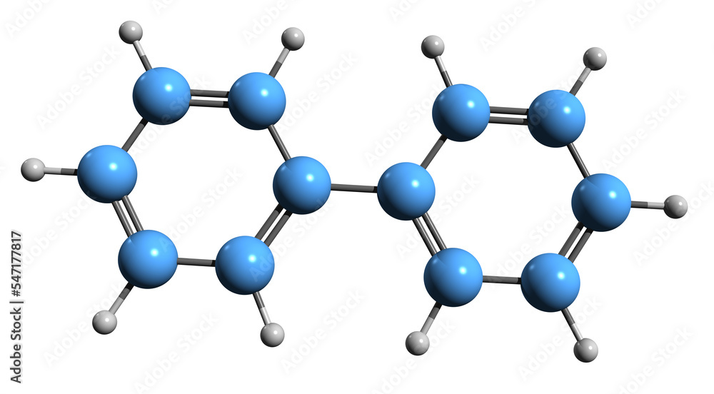 3D image of Biphenyl skeletal formula - molecular chemical structure of ...