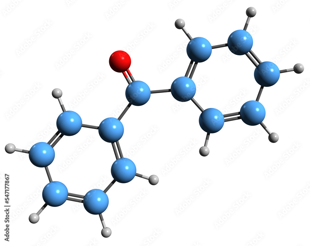 3D image of Benzophenone skeletal formula - molecular chemical ...