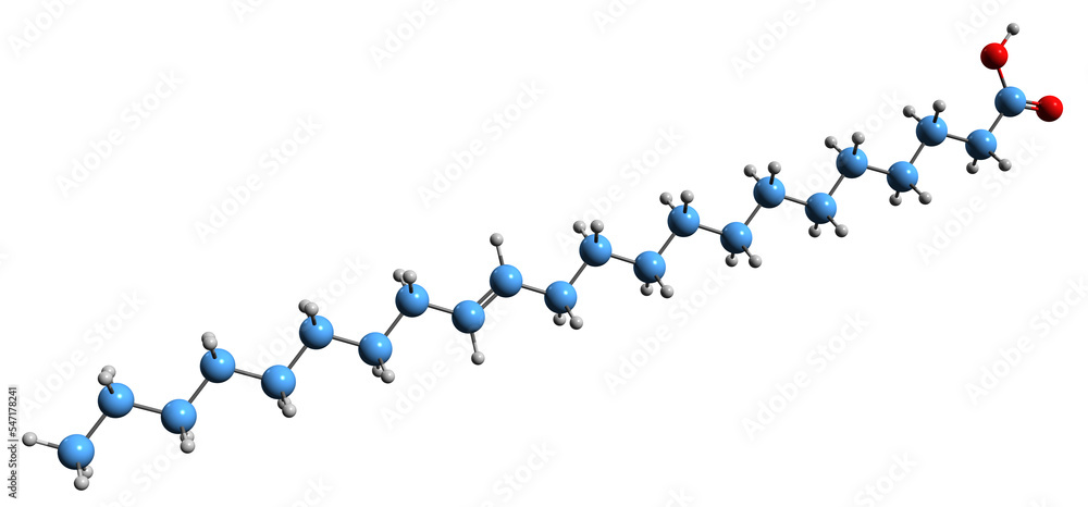 3D image of Erucic acid skeletal formula - molecular chemical structure ...