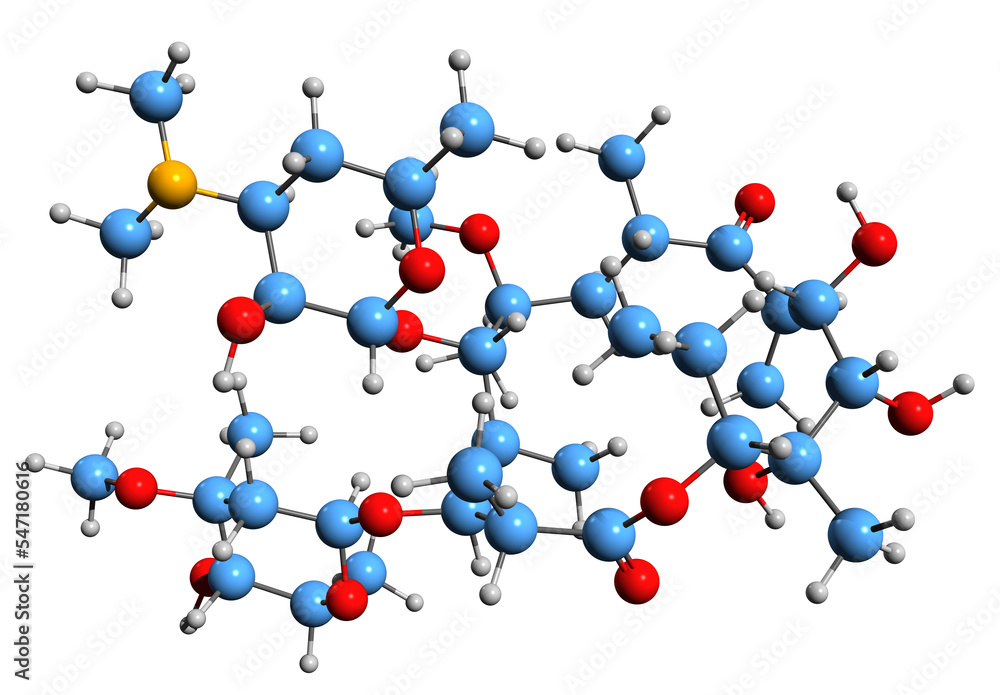 3D image of Clarithromycin skeletal formula - molecular chemical ...