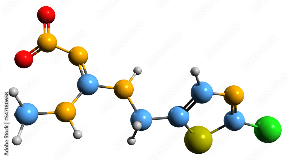 3D image of Clothianidin skeletal formula - molecular chemical ...