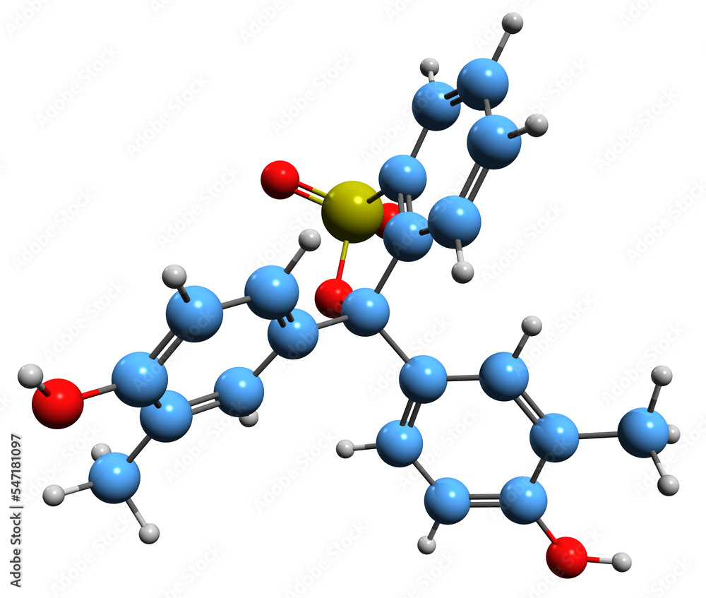 3D image of Cresol Red skeletal formula - molecular chemical structure ...