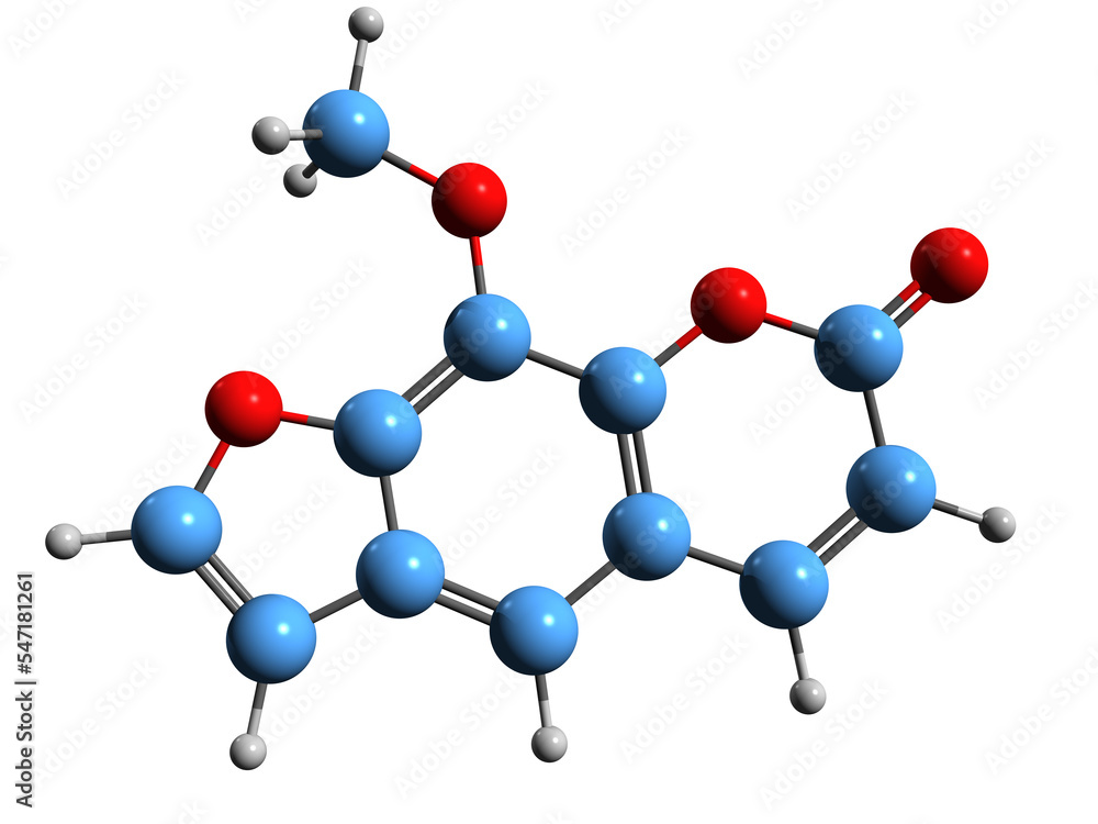 3D image of Xanthotoxin skeletal formula - molecular chemical structure ...