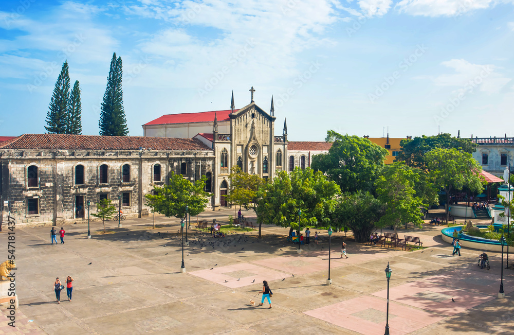 Beautiful panoramic view of La Asunción school and chapel in the ...