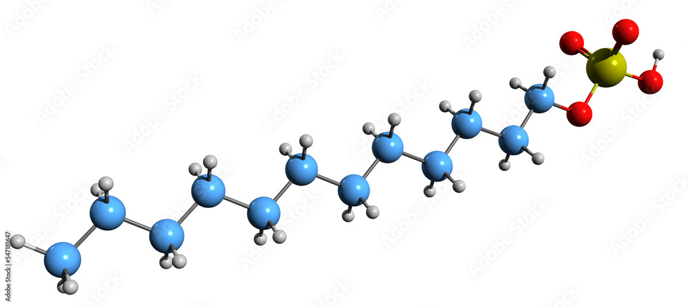 3D image of laureth sulfate skeletal formula - molecular chemical ...