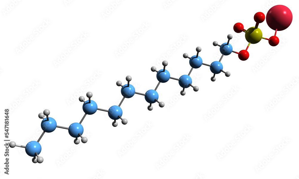 3D image of Sodium dodecyl sulfate skeletal formula - molecular ...
