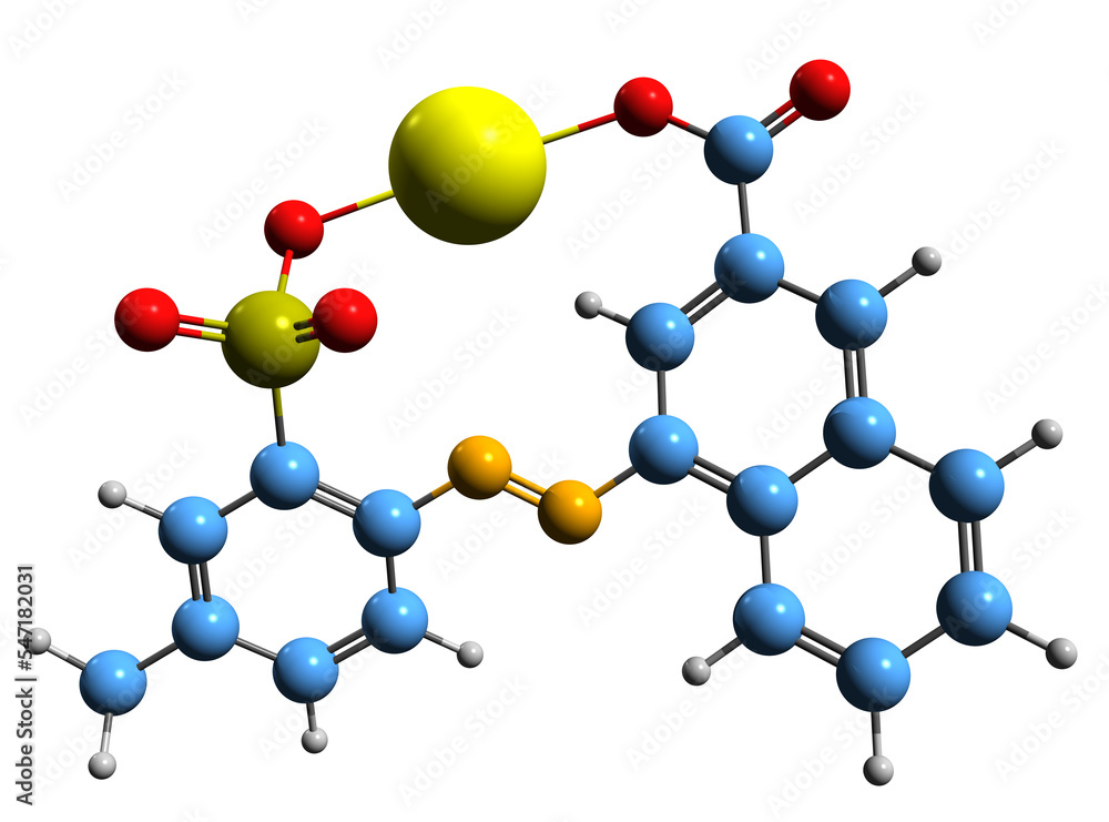 3D image of Lithol Rubine BK skeletal formula - molecular chemical ...
