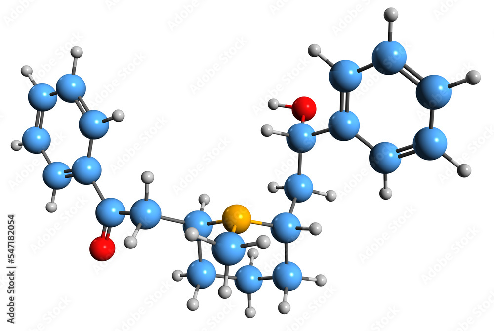 3D image of Lobeline skeletal formula - molecular chemical structure of ...