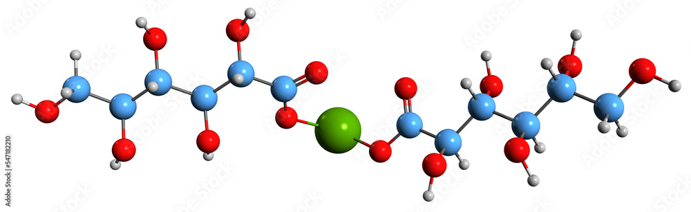 3D image of Magnesium gluconate skeletal formula - molecular chemical ...