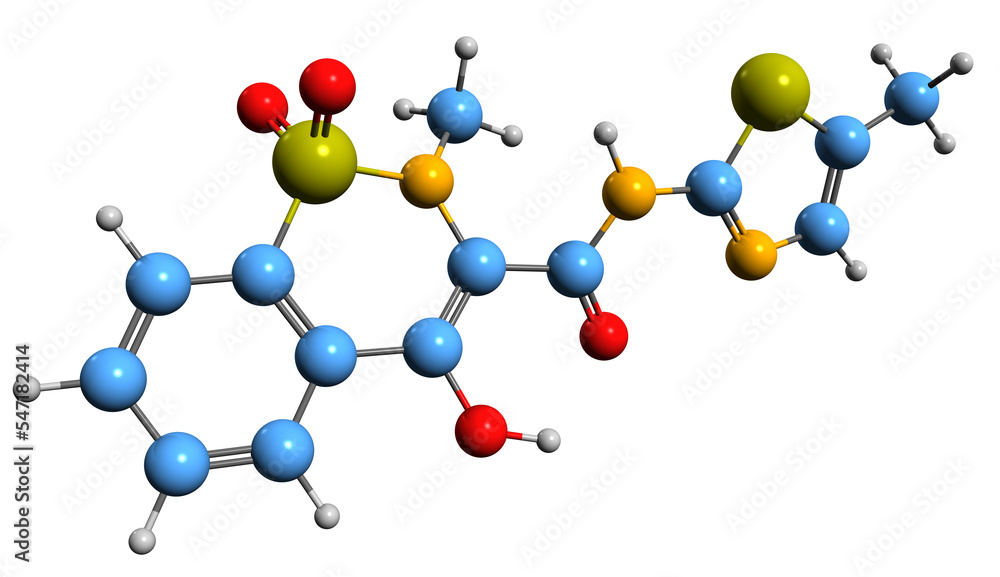 3D image of Meloxicam skeletal formula - molecular chemical structure ...