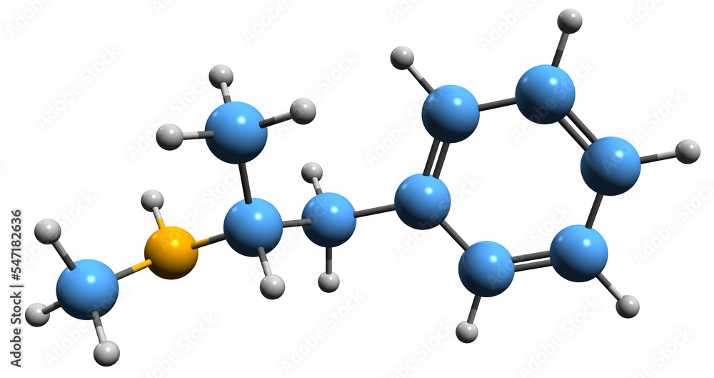 3D image of Methamphetamine skeletal formula - molecular chemical ...