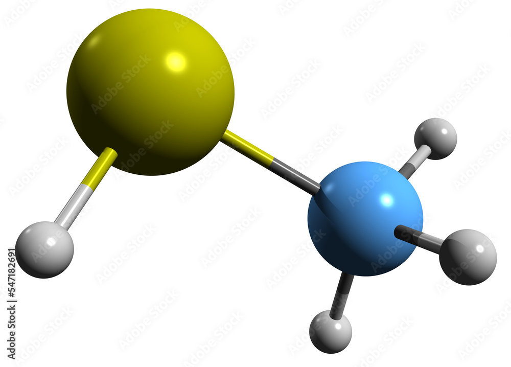 3D image of Methanethiol skeletal formula - molecular chemical ...