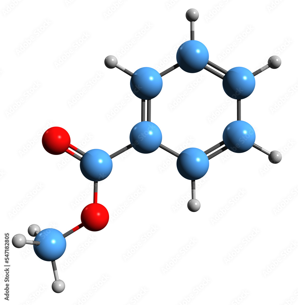 3D image of Methyl benzoate skeletal formula - molecular chemical ...