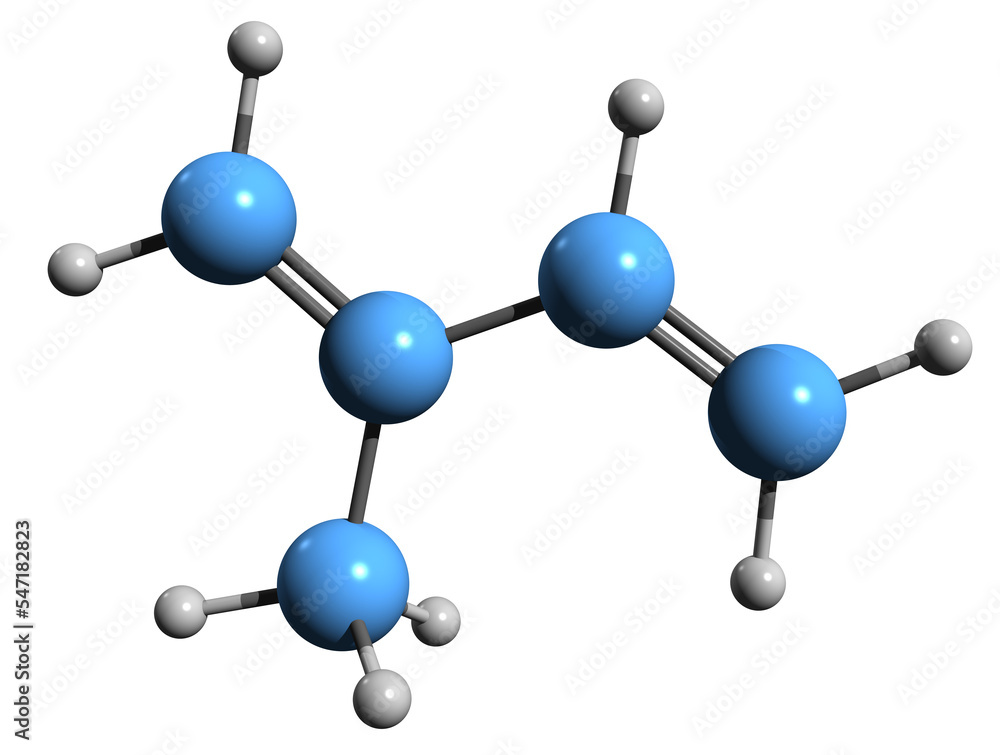 3D image of Isoprene skeletal formula - molecular chemical structure of ...
